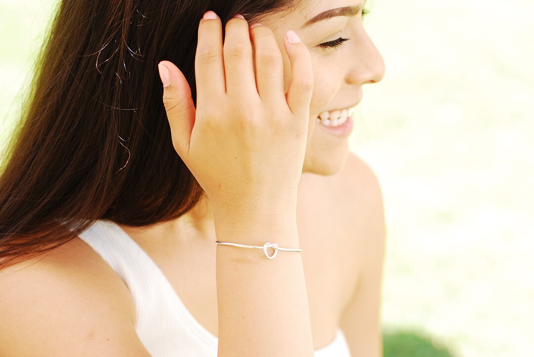 Sterling Silver Love Knot Bangle: Adjustable Cuff Bracelet - Etsy