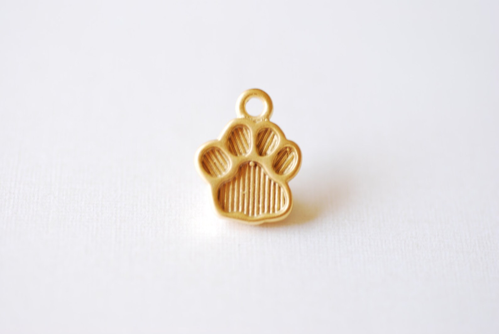 Matte Vermeil Gold Dog Paw Foot Print Charm- 18k Gold Plated Over ...