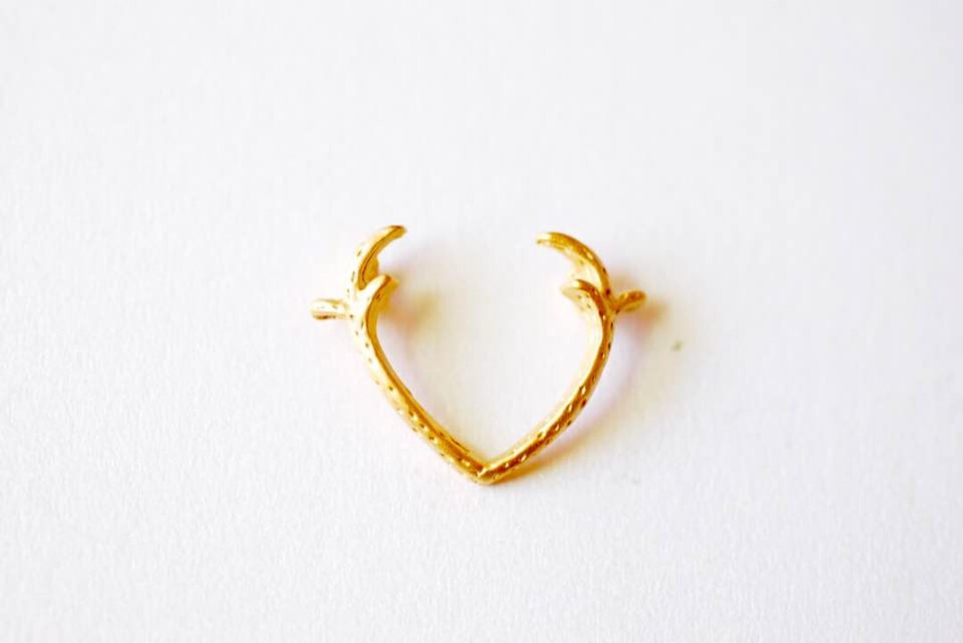 Matte Vermeil Gold Deer Antler Charm- 18k Gold Plated Over Sterling ...