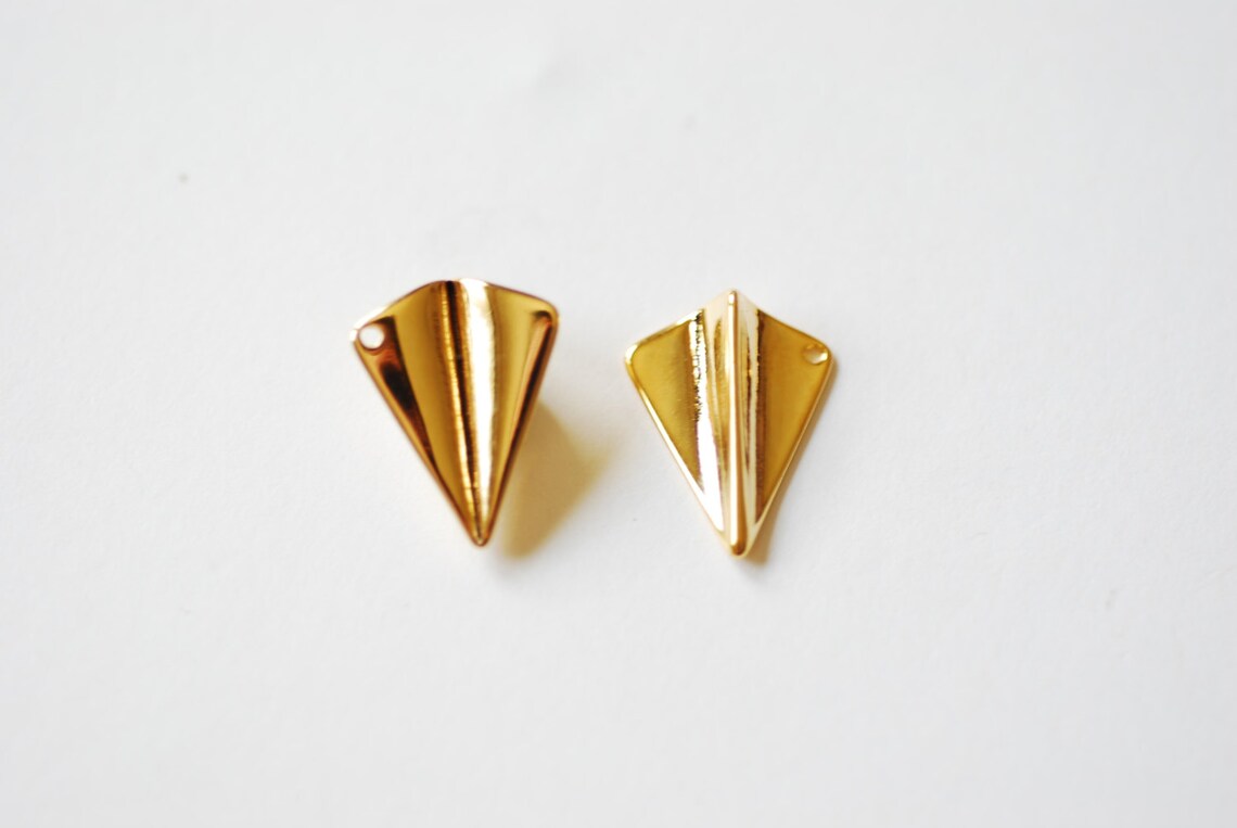 Shiny Vermeil Gold Paper Airplane Charm- 18k Gold Plated Over Sterling ...