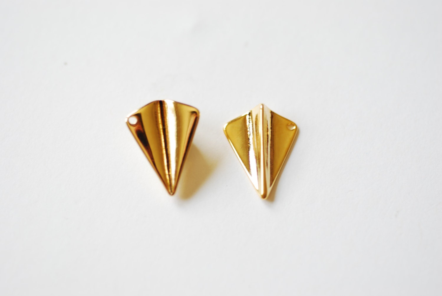 Shiny Vermeil Gold Paper Airplane Charm- 18k Gold Plated Over Sterling ...