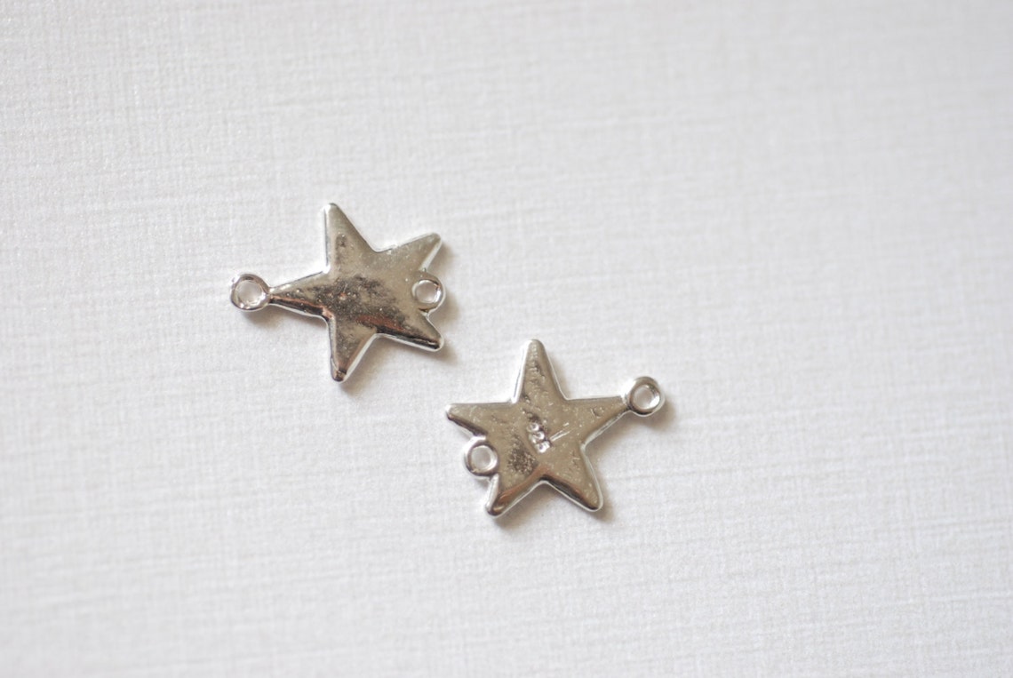 Sterling Silver Star Connector Charm, 925 Sterling Silver Star Blanks ...