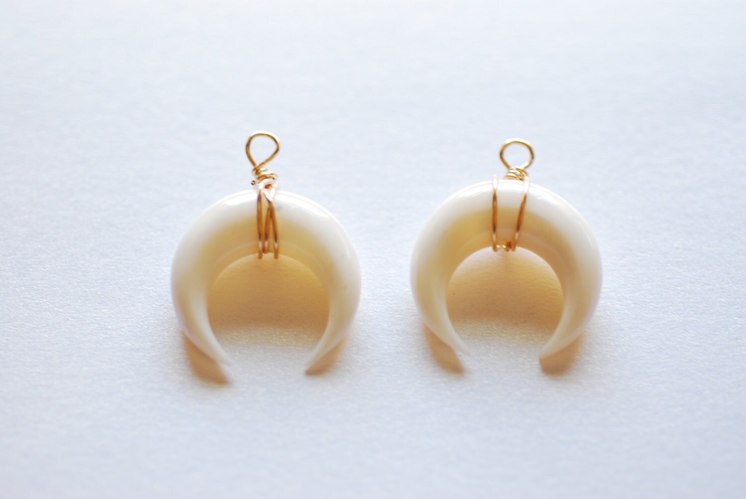 Double Horn Crescent Moon Charm Pendant Hand Carved Buffalo | Etsy