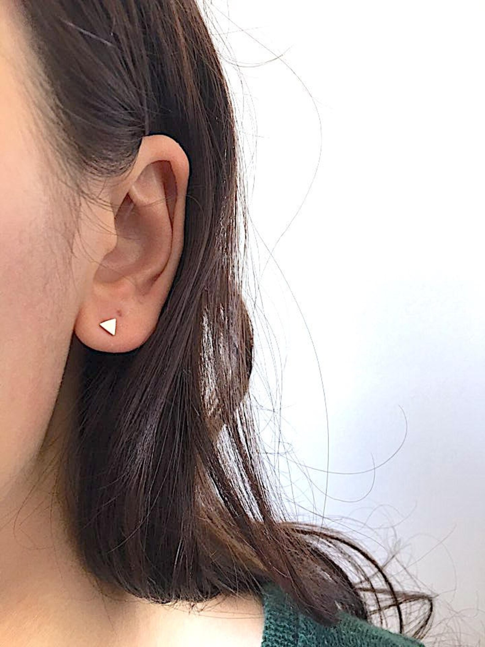 Shiny Rose Gold Triangle Ear Jacket, Spike Ear Jacket, Front Back ...