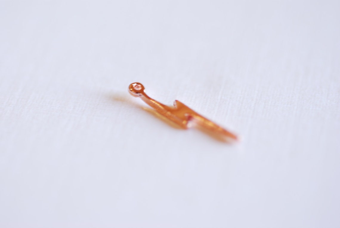 Pink Rose Gold Vermeil Lightning Bolt Charm- 18k Gold Plated Over ...