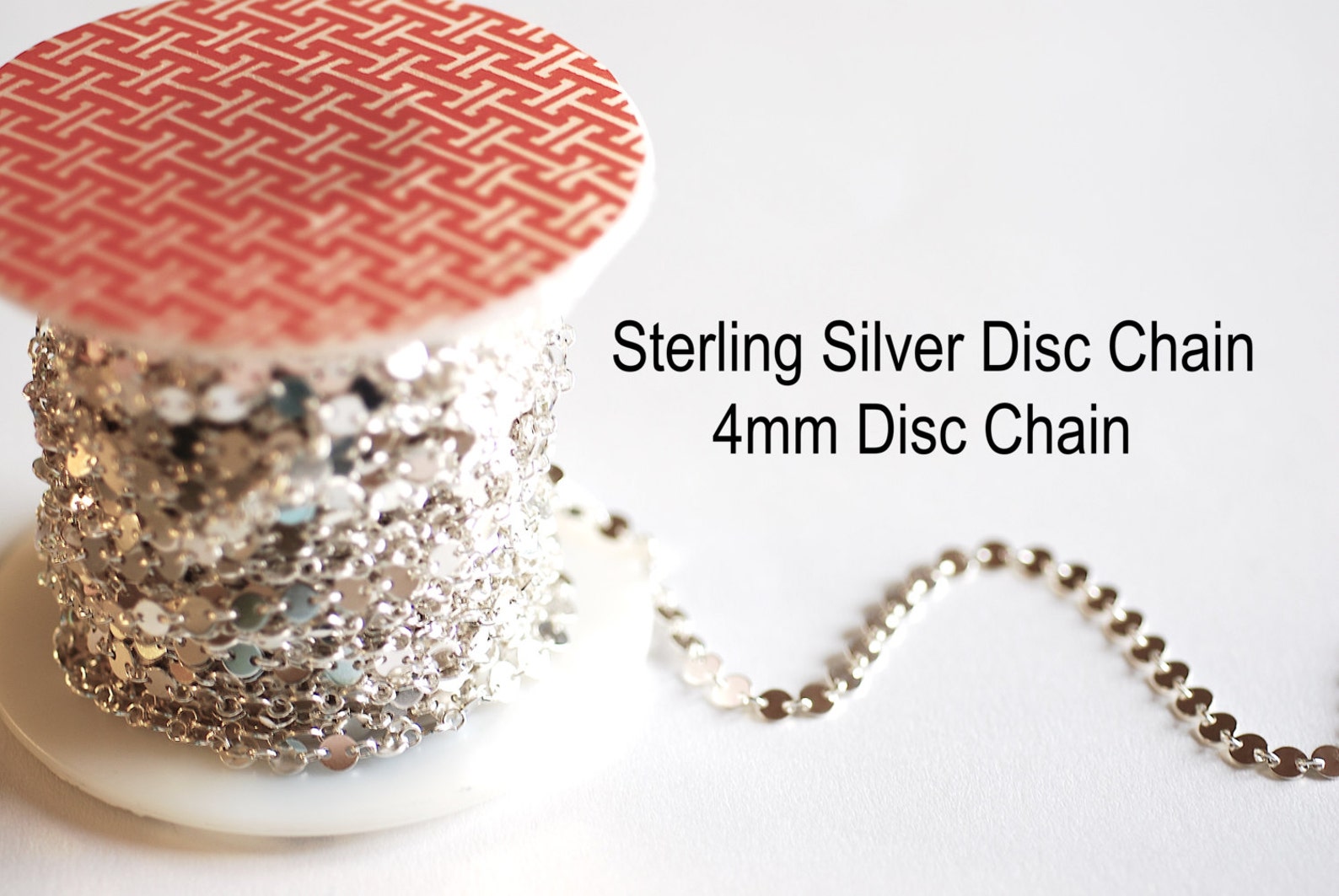 Sterling Silver 4mm Round Disc Chain- 925 Sterling Silver Round Disc ...
