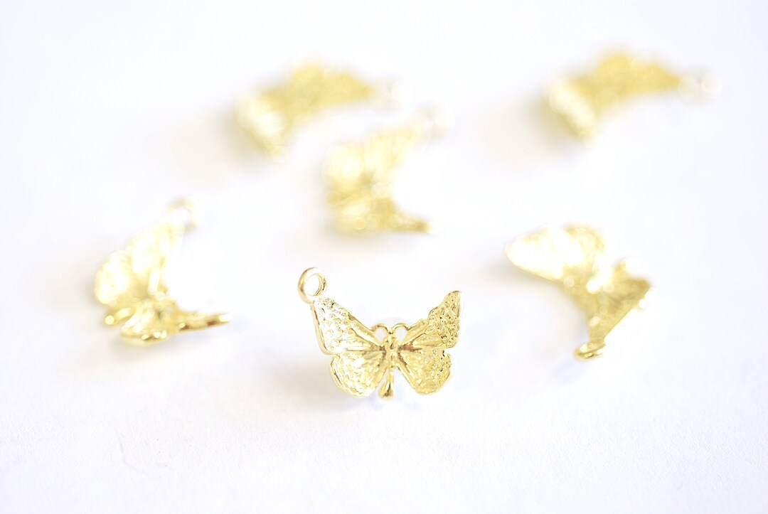 Butterfly Charm Pendant 925 Sterling Silver or 18k Gold Butterly ...