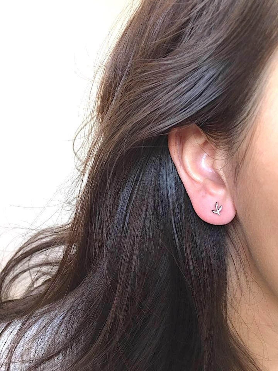 Leaflet Earring- Sterling Silver Leaf Earring, Leaf Studs, Leaf Bud ...