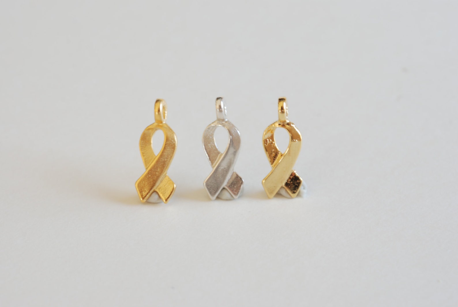 Matte Vermeil Gold Breast Cancer Ribbon -18k Gold Plated Sterling ...