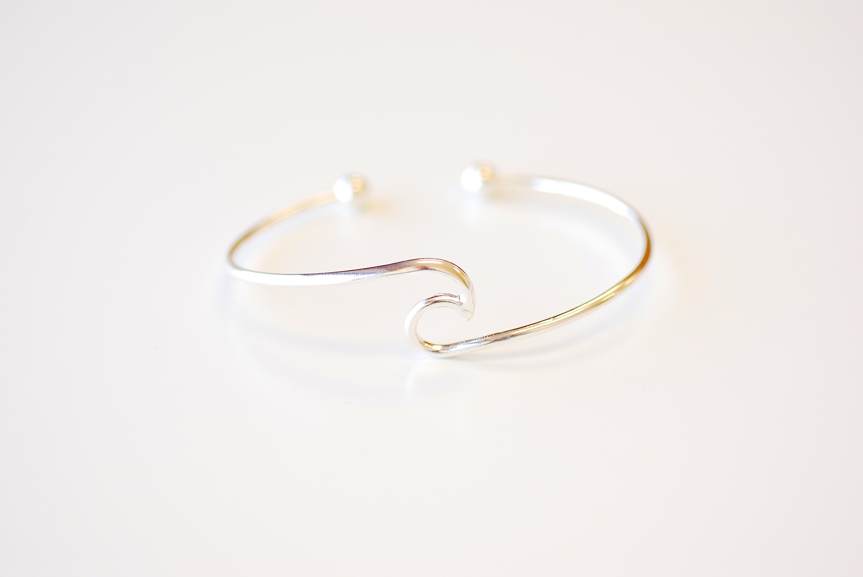 Wave Bracelet - Wave Bangle - 925 Sterling Silver or 18k Gold ...