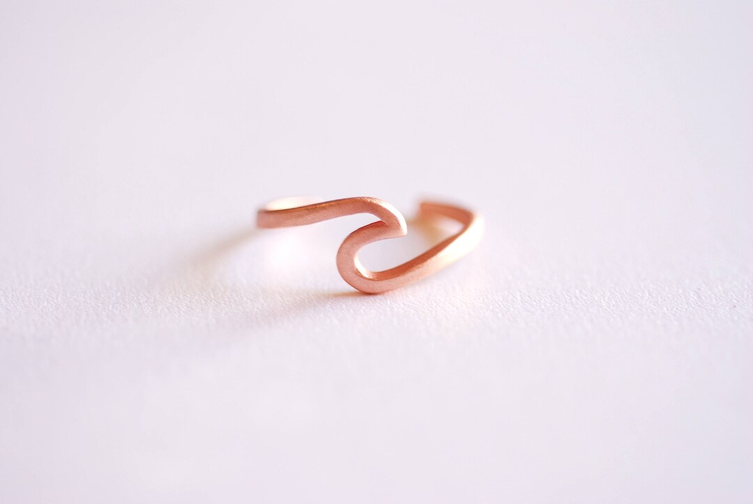 Matte Pink Rose Adjustable Wave Ring- Nalu Ring, Ocean Ring, Tidal Wave Ring, Beach Jewelry ...