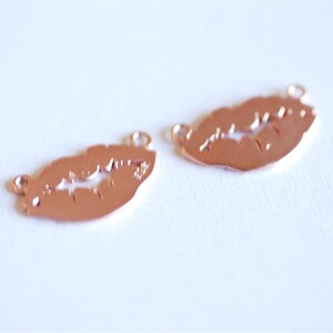 Matte Rose Gold Vermeil Lips Connector Charm- 18k Gold Over Sterling ...