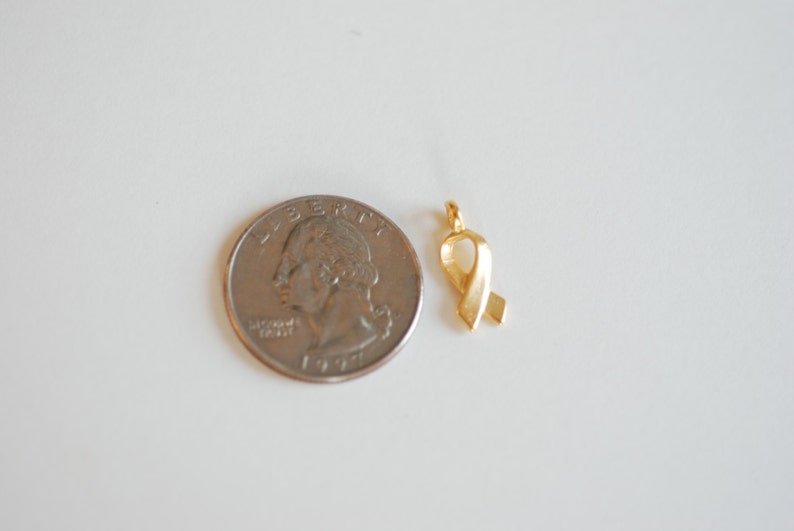 Matte Vermeil Gold Breast Cancer Ribbon -18k Gold Plated Sterling ...