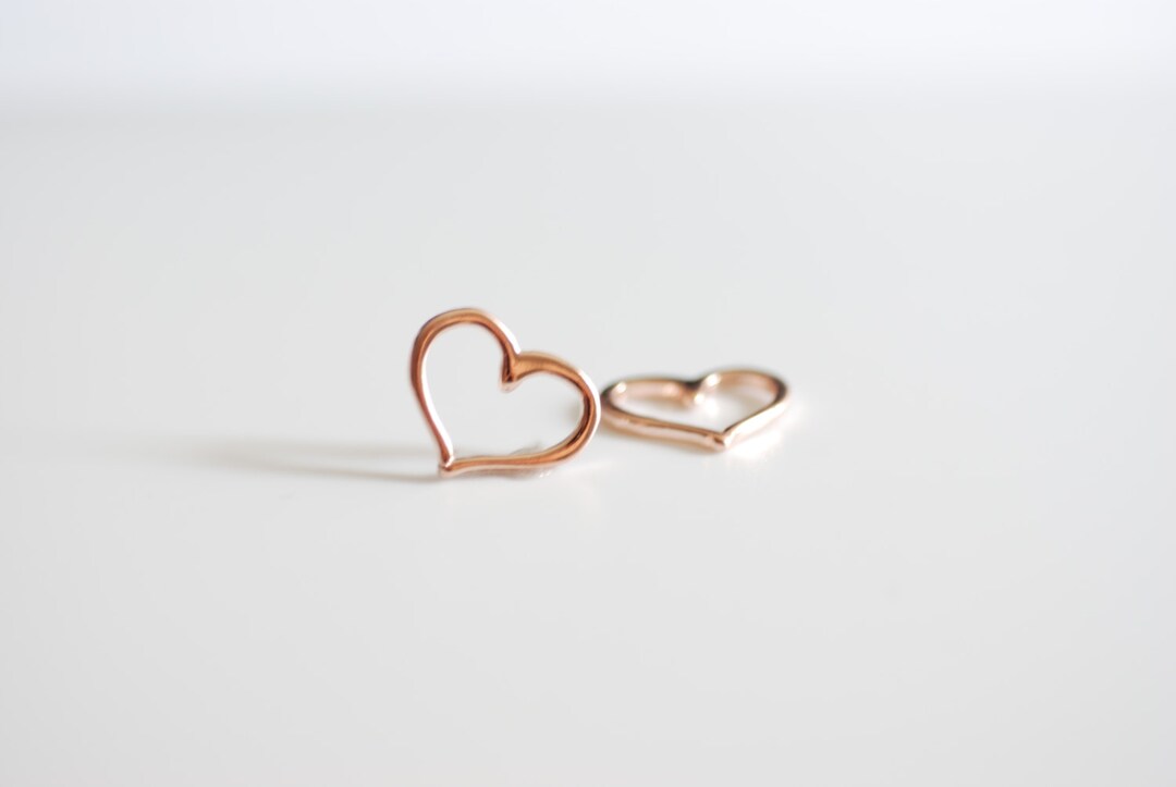 2 Pcs Vermeil Rose Gold Open Heart Charms, Gold Heart Connector ...