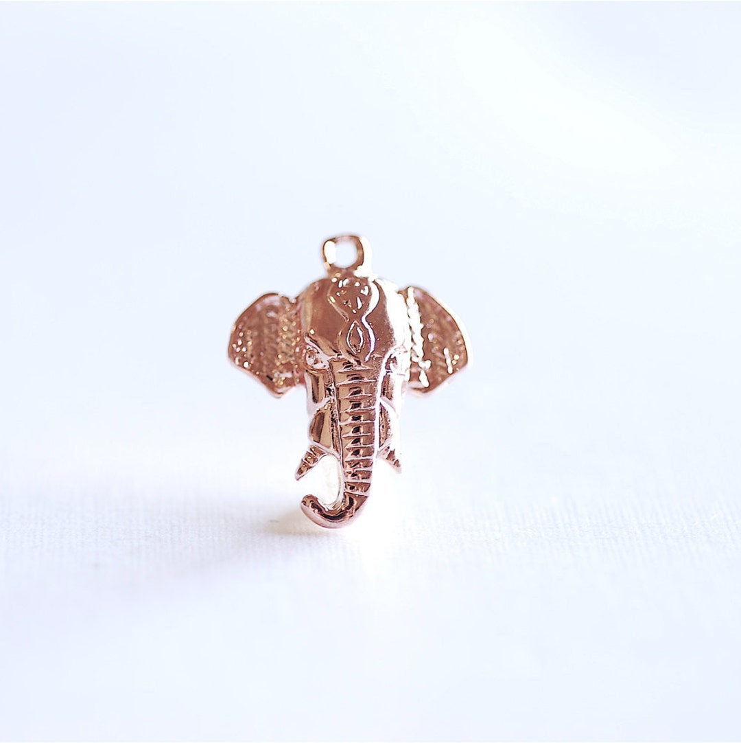Pink Rose Gold Vermeil Elephant Head Charm- 18k Gold Over 925 Sterling ...