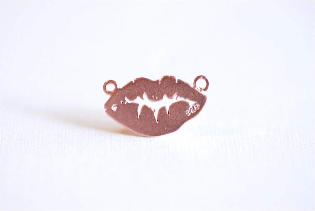 Matte Rose Gold Vermeil Lips Connector Charm- 18k Gold Over Sterling ...