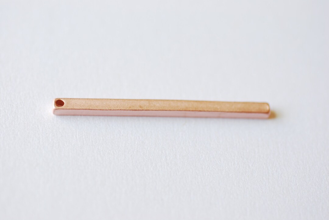 Matte Pink Rose Vermeil Gold Rectangle Bar Drop- 18k Gold Plated Over ...