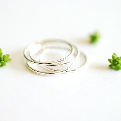 Sparkle Sterling Silver Stacking Ring Simple Everyday - Etsy