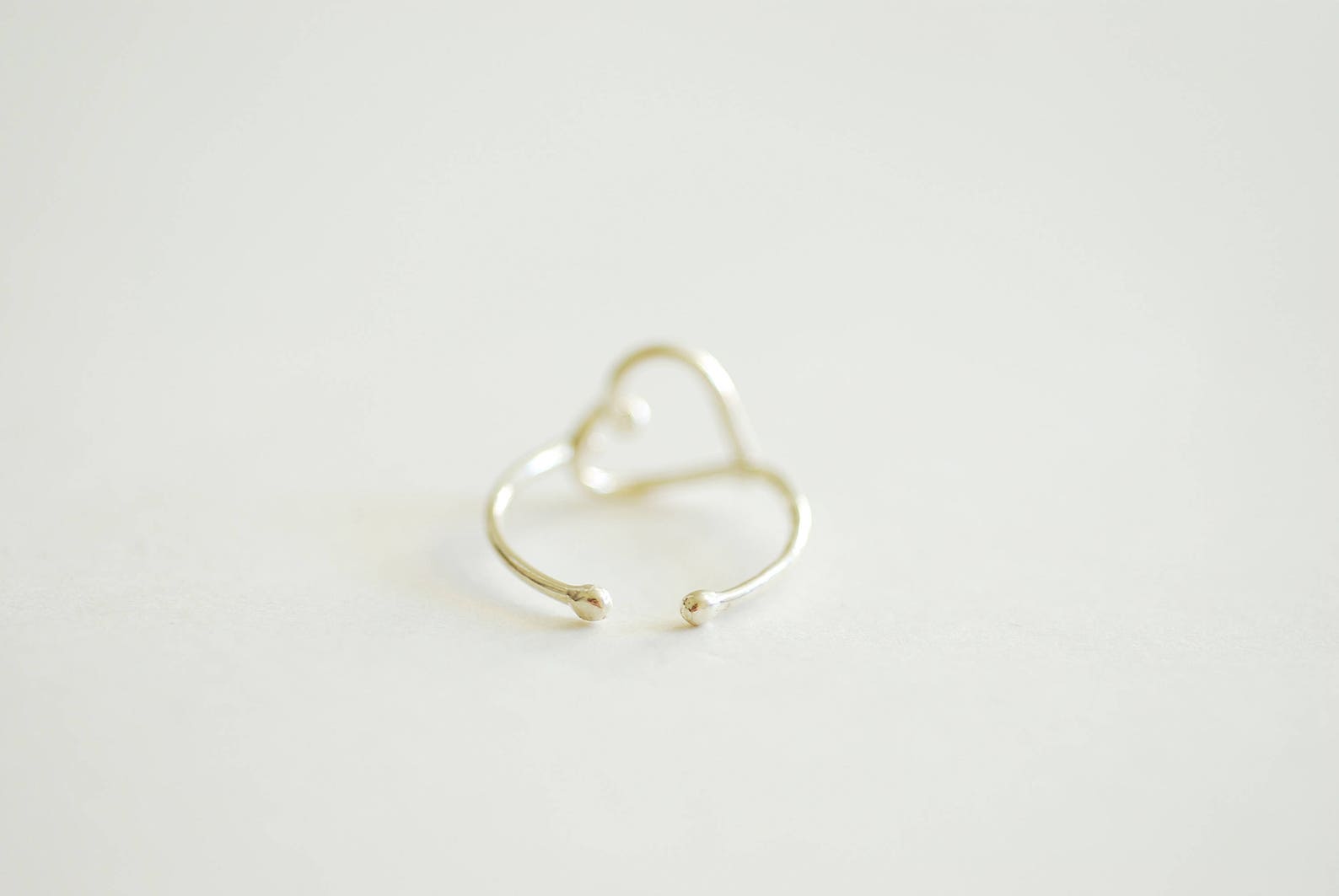 Heart Wire Adjustable Ring- 925 Sterling Silver Heart Ring, Bridesmaid ...