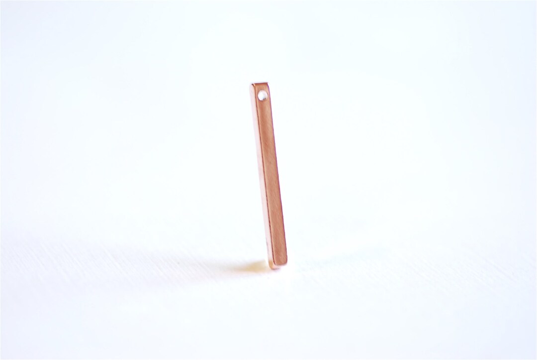 Shiny Pink Rose Vermeil Gold Rectangle Bar Drop- 18k Gold Plated Over ...