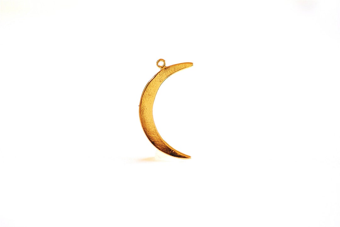 Shiny Vermeil Gold Crescent Moon Charm- 18k Gold Plated Over Sterling ...