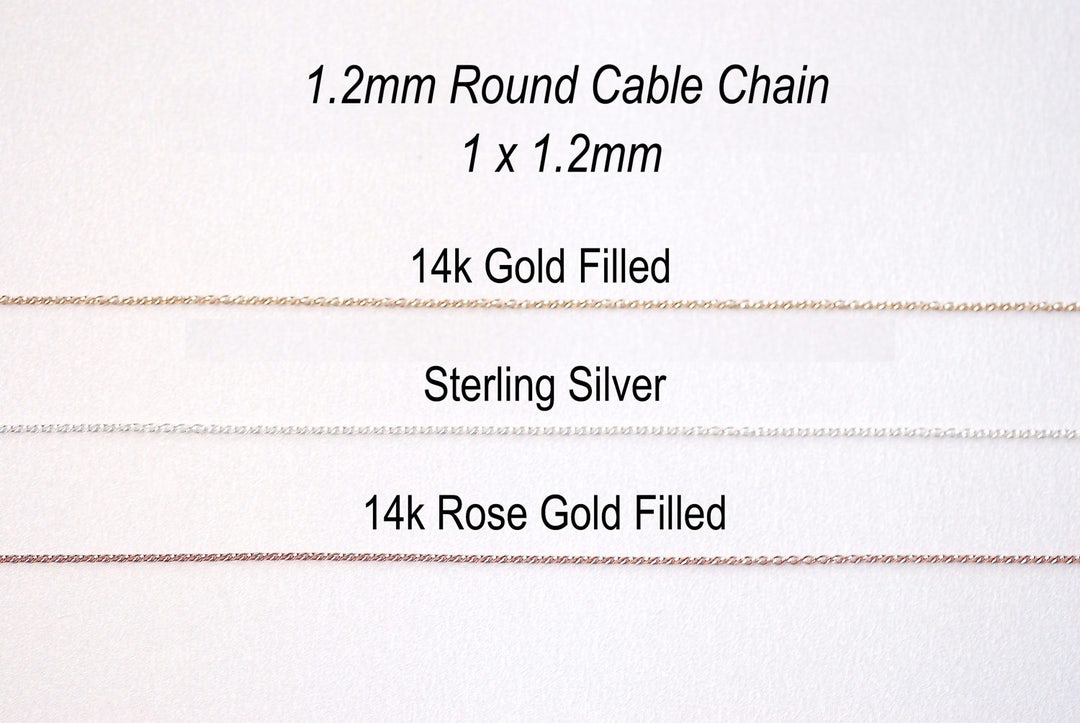 1.2mm Round Cable Chain- Choose 14k Gold Filled, Sterling Silver, 14k ...