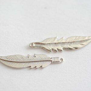 Sterling Silver Large Feather Pendant - 925 Silver Feather, Large ...
