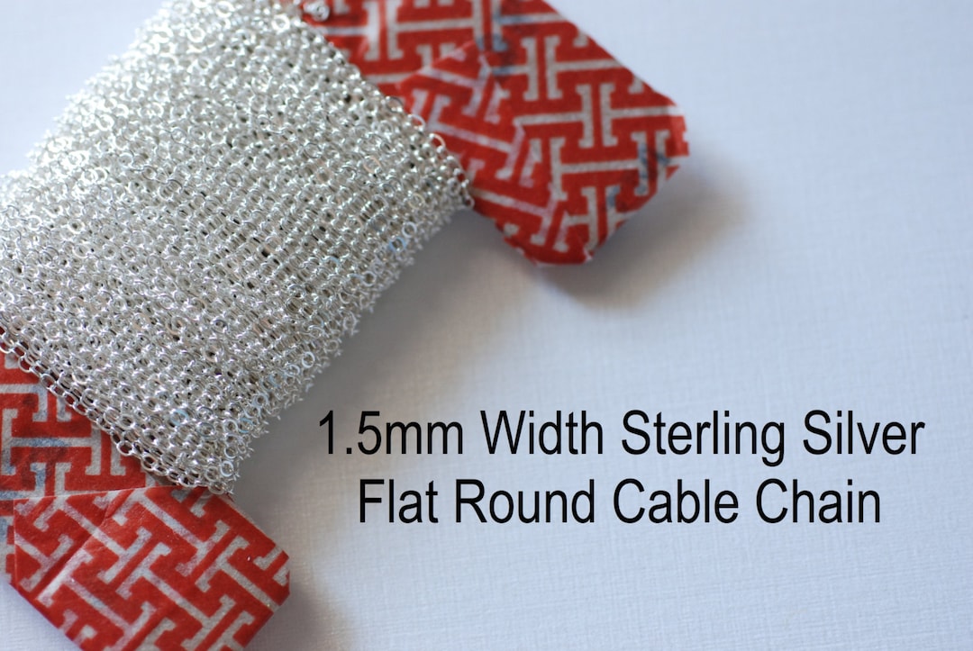 5ft Sterling Silver Flat Cable Chain, 2x1.5 Mm Basic Flat Cable Chain ...