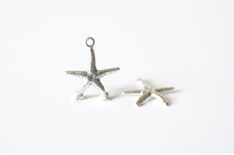 2 Pc Sterling Silver Starfish Charm 925 Silver Sea Life - Etsy