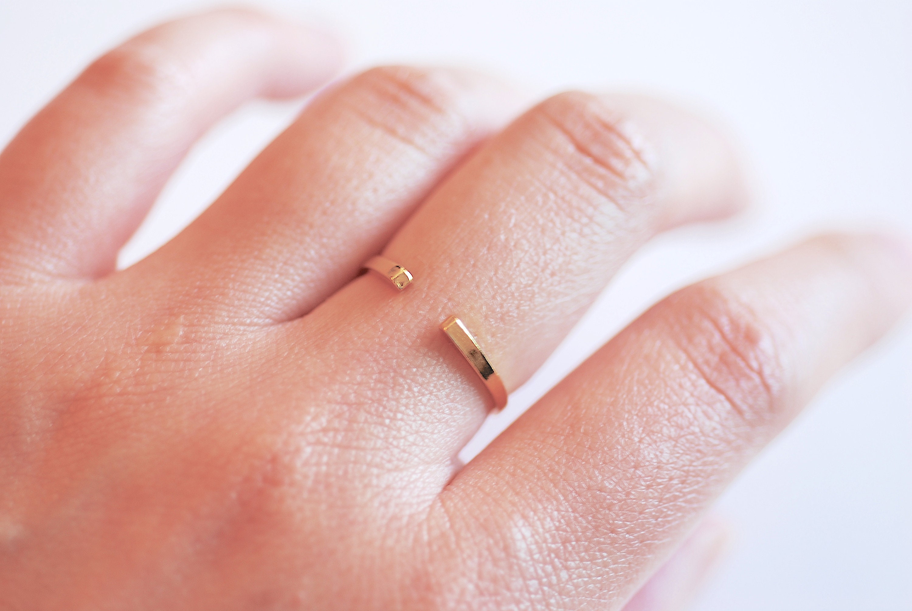 Minimalist Open Ring- Sterling Silver, Gold, Open Edge Ring, Stacking ...