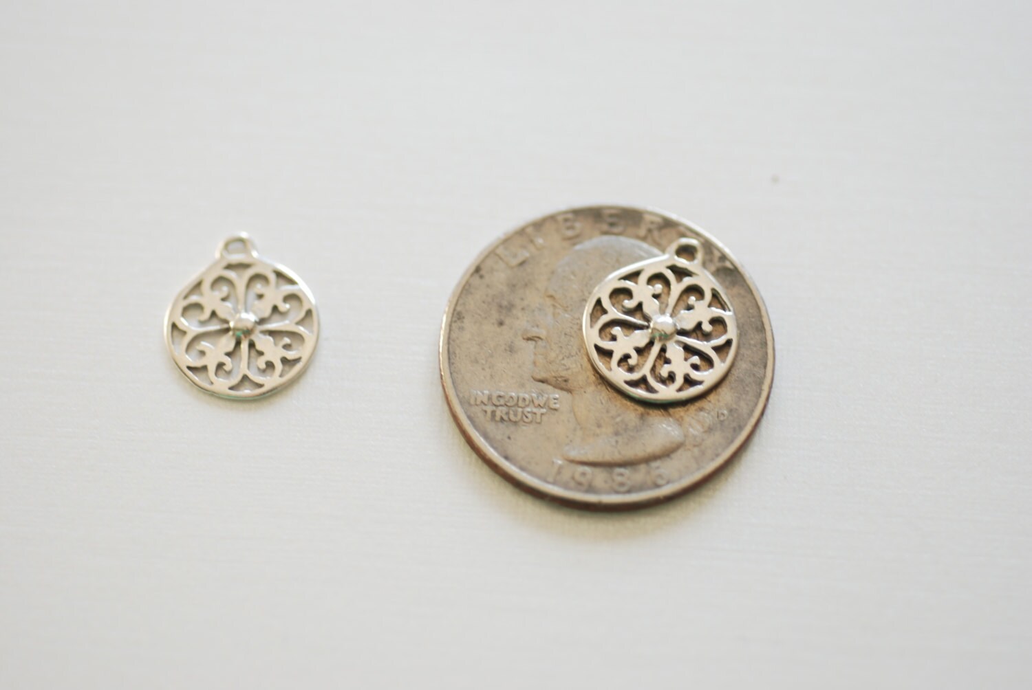 925 Sterling Silver Round Filigree Charm Silver Filigree - Etsy