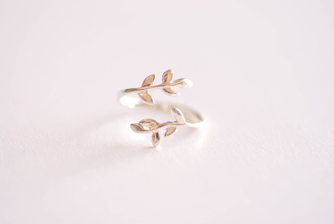 Sterling Silver Leaf Branch Ring, Gold Leaf Ring, Rose Leaf Ring ...