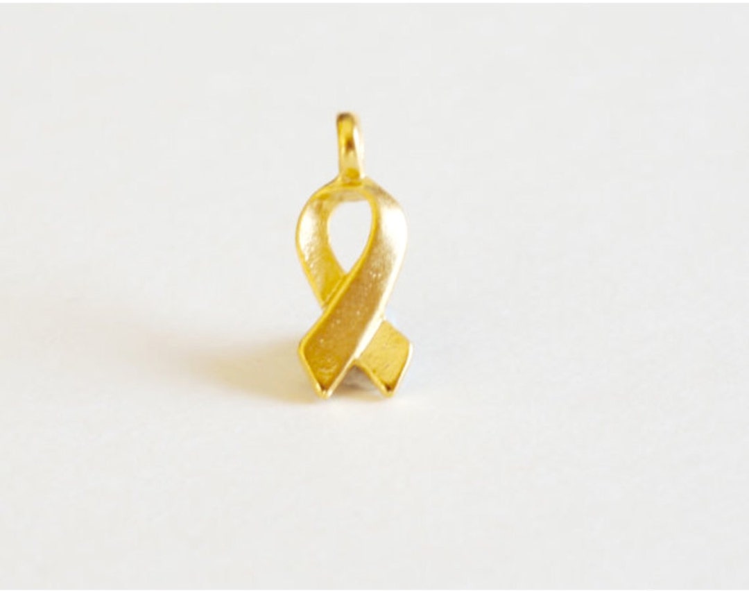 Matte Vermeil Gold Breast Cancer Ribbon -18k Gold Plated Sterling ...