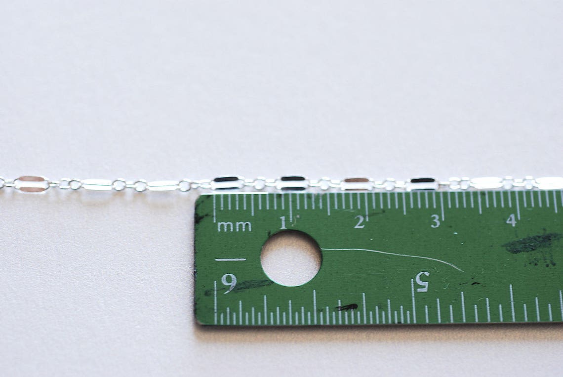 Sterling Silver 2mm Long and Short Dapped Sequin Chain- 925 Silver ...