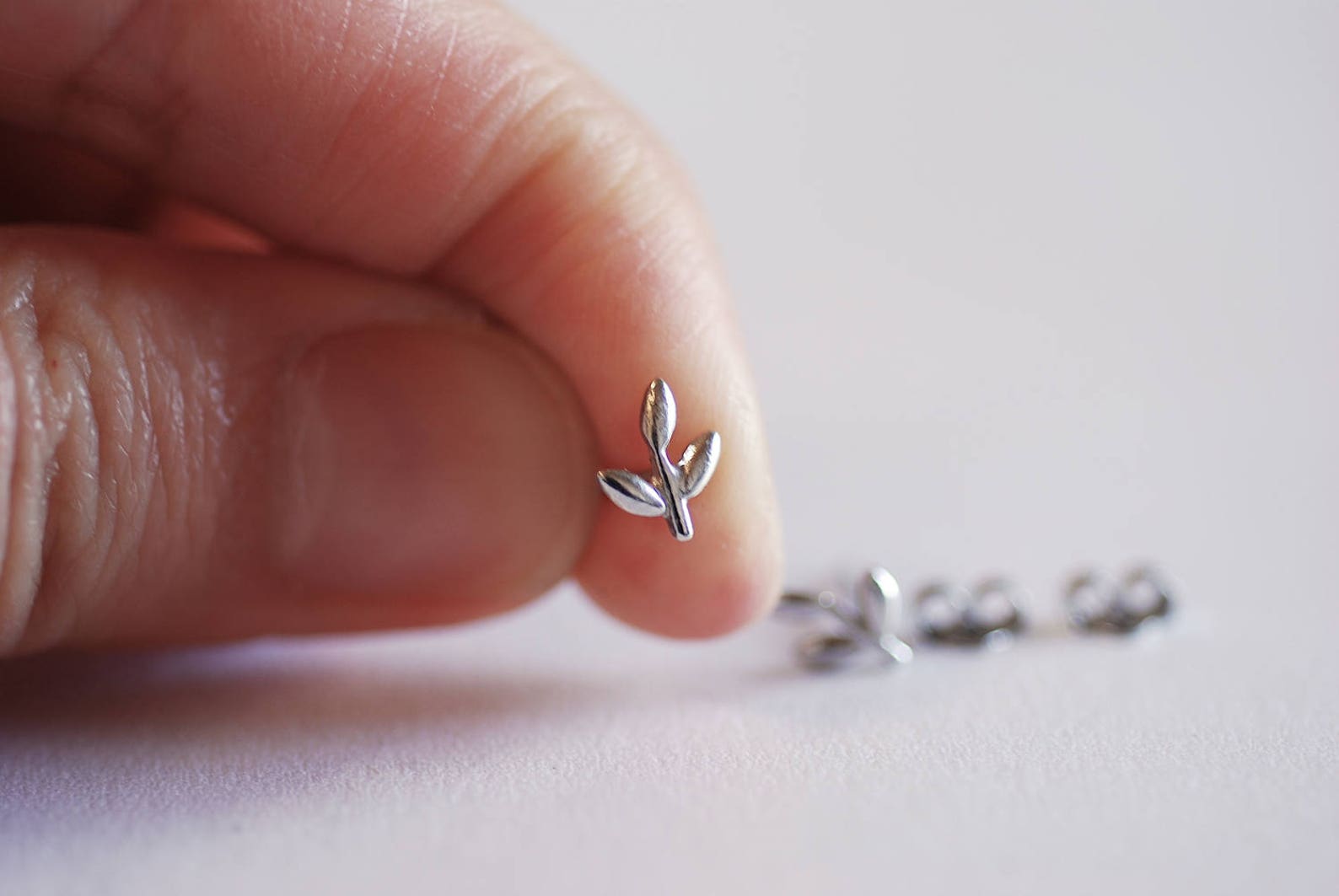 Leaflet Earring- Sterling Silver Leaf Earring, Leaf Studs, Leaf Bud ...