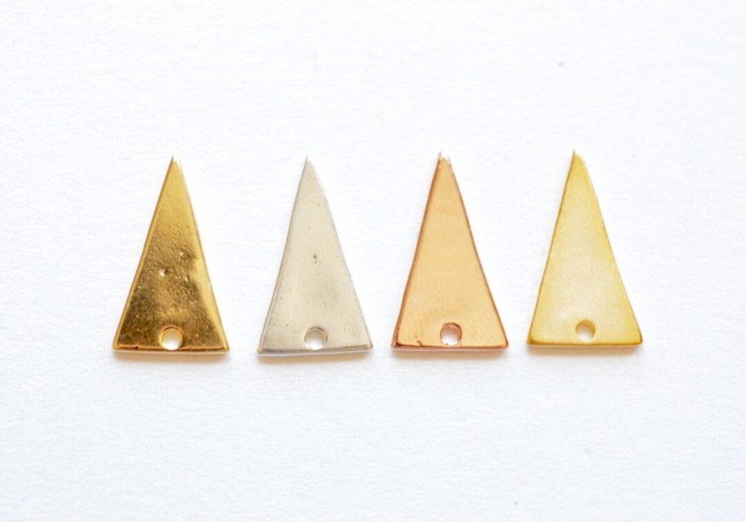 Pink Vermeil Rose Gold Triangle Charm - 18k Gold Plated Over 925 ...