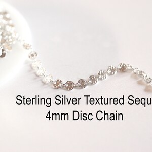 Sterling Silver 4mm Round Disc Chain- Textured Sterling Silver Round ...