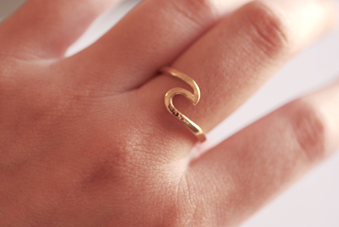 Shiny Gold Adjustable Wave Ring- Nalu Ring, Ocean Ring, Tidal Wave, Beach Jewelry, Ocean Jewelry ...