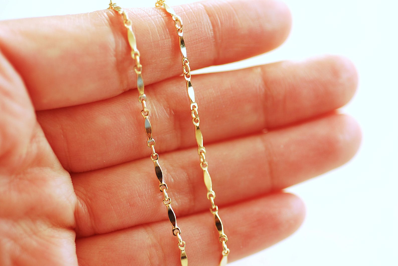 14K Gold Filled Marquise Bar Link Chain 2mm Width Bar Gold - Etsy