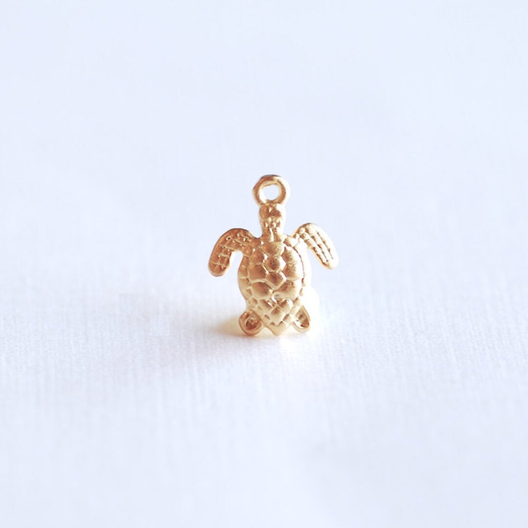 Matte Vermeil Gold Turtle Charm Pendant- 18k Gold Over Sterling Silver ...