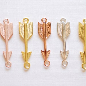 Matte Vermeil Gold Arrow Connector Charm- 18k Gold Plated Over Sterling ...