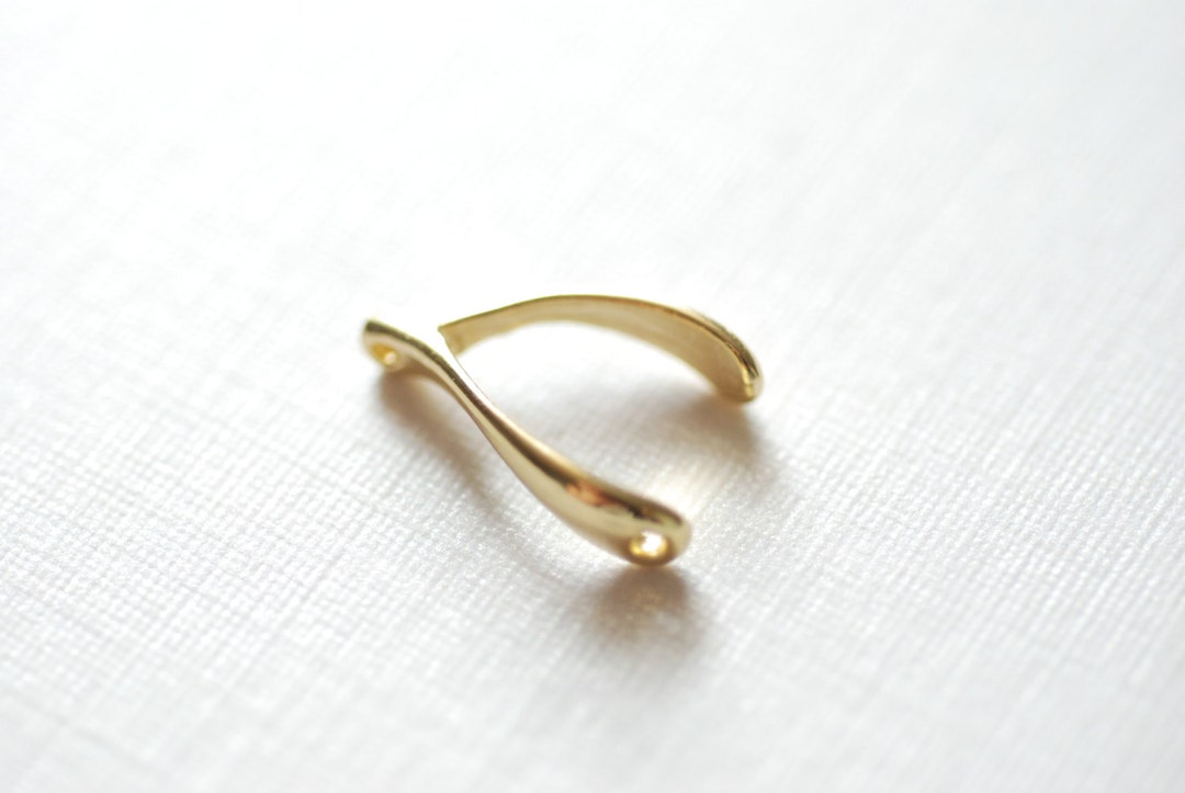 Shiny Vermeil Gold Wishbone Connector Charm Pendant- 18k Gold Over ...