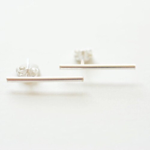 Sterling Silver Bar Earrings 925 Silver Line Earrings Silver - Etsy