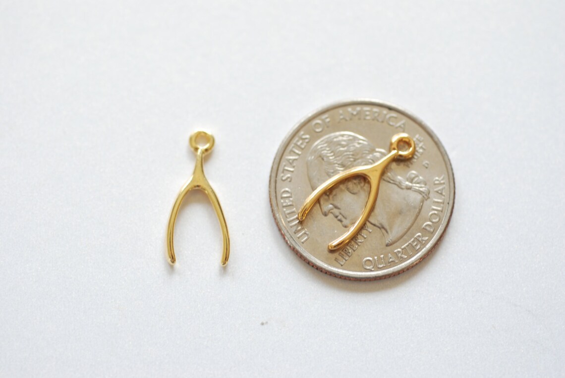 2pcs Vermeil Gold Wishbone, 18kt Gold Plated Over Sterling Silver ...
