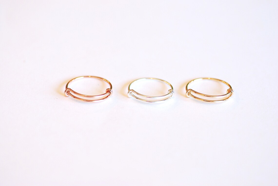 Adjustable Finger Ring- Choose 925 Sterling Silver, 14k Gold Filled ...