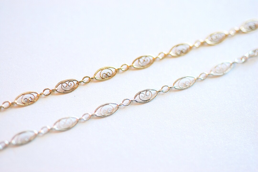 Filigree Scroll Chain- Sterling Silver or Gold Filled Filigree Scroll ...