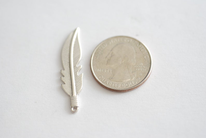 Sterling Silver Large Feather Pendant 925 Silver Feather - Etsy