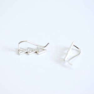Open Triangle Ear Crawler Earrings- Choose 925 Sterling Silver, Gold ...