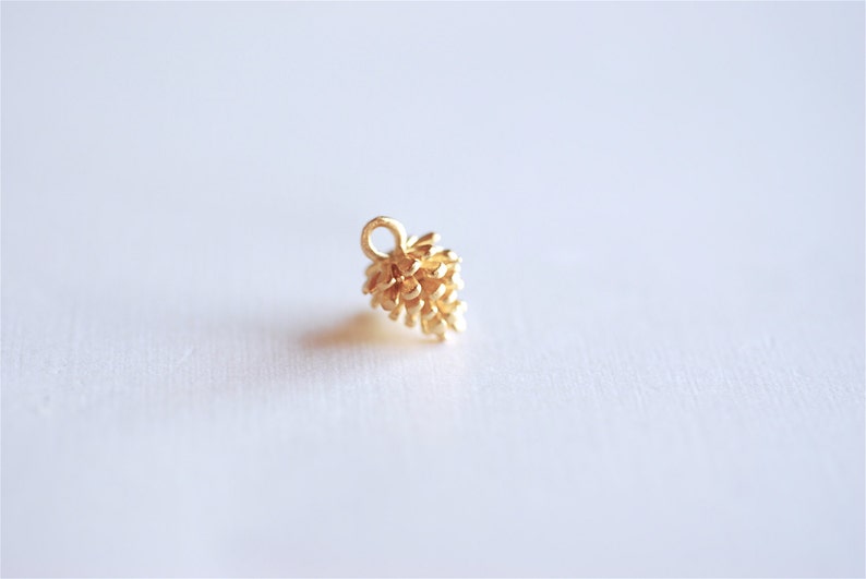 Matte Vermeil Gold Pinecone Charm- 18k Gold Over Sterling Silver Pine ...