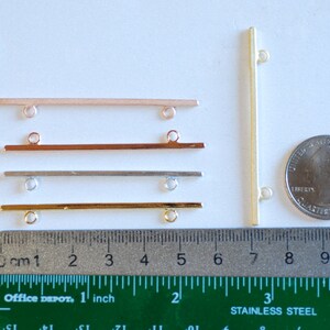 Matte Pink Rose Gold Long Bar Connector Charm- 22k Gold Plated Sterling ...